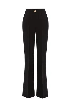 EXQUISE Alvia High-waisted Flared Pants With Gold Button Detail