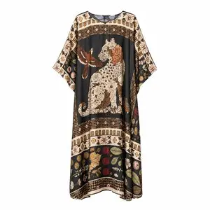 WENZI Hand-painted Double-sided Mulberry Silk Kaftan
