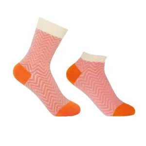 PEPER HAROW - MADE IN ENGLAND Zigzag Luxury Crew & Trainer Women’s Socks Bundle - Pink