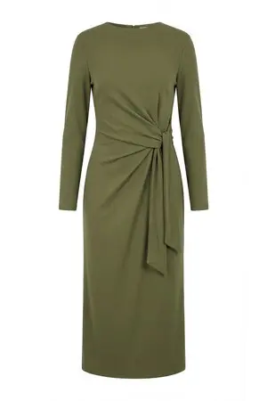 EXQUISE Long Sleeve Knit Midi Dress - Green