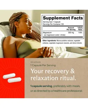 SUNERGETIC Magnesium Citrate And Oxide 500mg Capsules For Bone