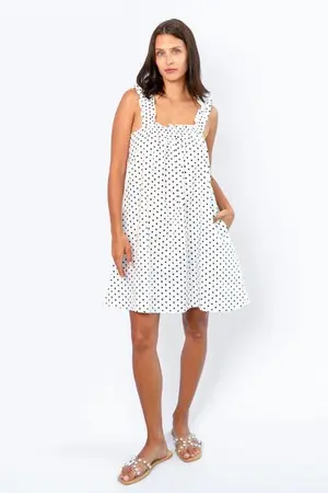 ME AND LIA Mila Polka Dot Dress With Gathered Neckline - Milk