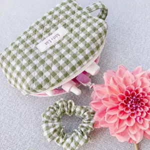 ME AND LIA Make-up Pouchsmall - Gingham Matcha