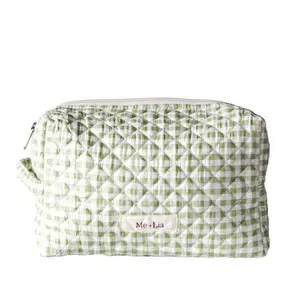 ME AND LIA Make-up Pouchlarge Gingham Matcha