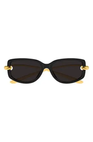 Bottega Veneta Bv1440sa Rectangle Sunglasses Black