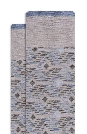 Bugatchi Diamond Patterned Dress Socks - Cement