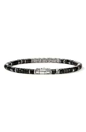 John Hardy Heishi Sterling Onyx & Hematite Bracelet