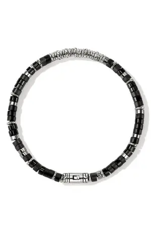 John Hardy Heishi Sterling Onyx & Hematite Bracelet