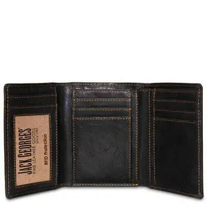 JACK GEORGES Voyager Tri-fold Wallet - Black