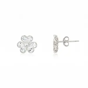 THE LOVERY FINE JEWELRY Cz Flower Stud Earrings - Sterling Silver