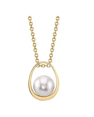 The Pearl Source Japanese Akoya Pearl Jamie Pendant - Yellow Gold