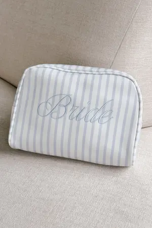 UNTAMED PETALS Bride Striped Cosmetic Bag - Blue