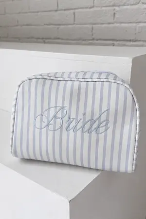 UNTAMED PETALS Bride Striped Cosmetic Bag - Blue