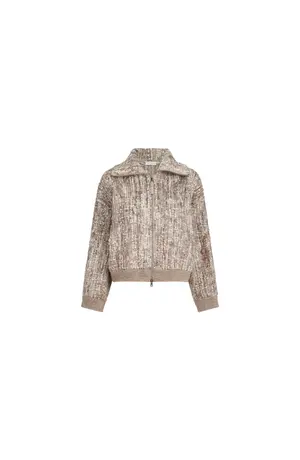 Brunello Cucinelli Dazzling Tree Bark Embroidery Mohair And Wool Cardigan