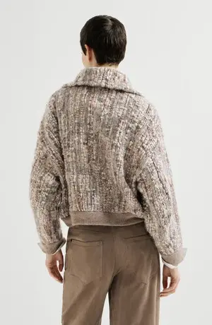 Brunello Cucinelli Dazzling Tree Bark Embroidery Mohair And Wool Cardigan
