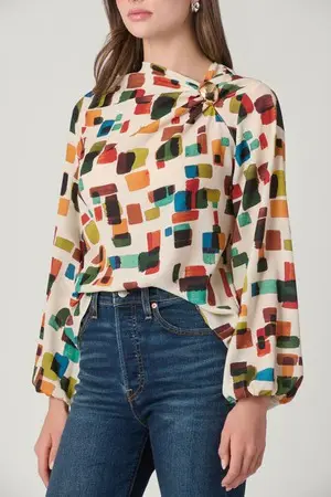 Shoshanna Brushstroke Print Paxton Top