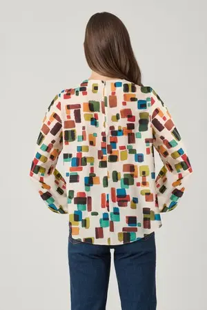 Shoshanna Brushstroke Print Paxton Top