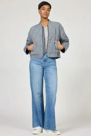 DEAR JOHN Maverick Zip Front Quilted Jacket - Turbulence