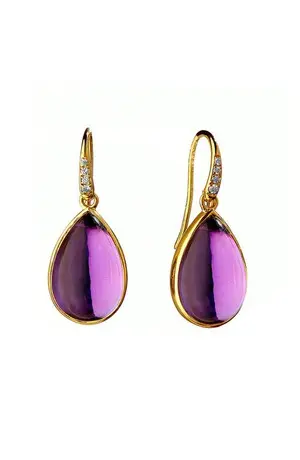 SYNA JEWELS Bloom Tear Drop Earrings - Amethyst