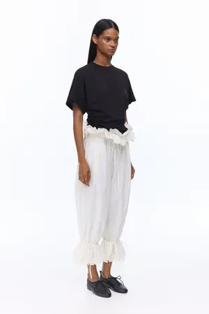 H&M Batwing Sleeve Pima Cotton Top With Ruched Detailing
