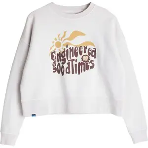 KAVU Crew Crop Top Organic Cotton Fleece Sweatshirt With Graphic