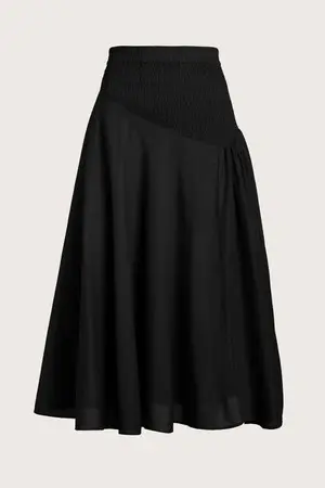 Merlette Amalia Skirt Cotton Voile Tea Length Skirt - Black