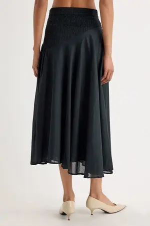 Merlette Amalia Skirt Cotton Voile Tea Length Skirt - Black