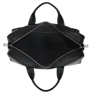 LUIS STEVEN Italian Pebble Leather Laptop Briefcase - Black