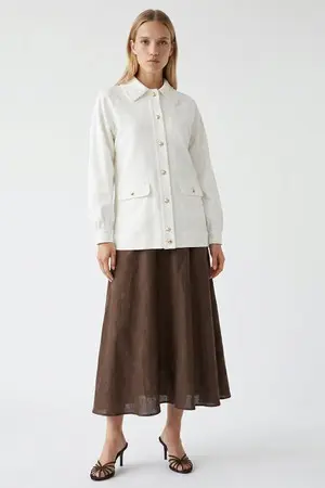 EXQUISE Delancy Shirt Collar Long Sleeve Jacket