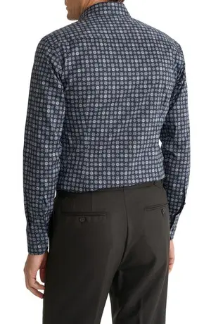 Eton Contemporary Fit Geometric Dress Shirt - Navy