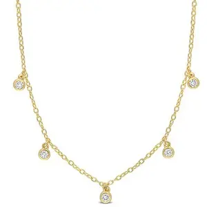 JULIANNA B. 1/6 Ctw Lab-grown Diamond Station Necklace In 18k Yellow Gold Plated Sterling Silver - Yellow-plated