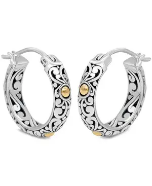 DEVATA 20mm Bali Filigree Hoop Earrings In Sterling And 18k Gold Accents