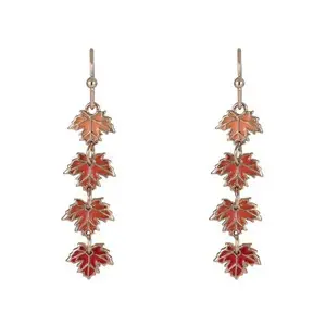 HALLMARK Enamel Linear Maple Leaf Drop Earrings