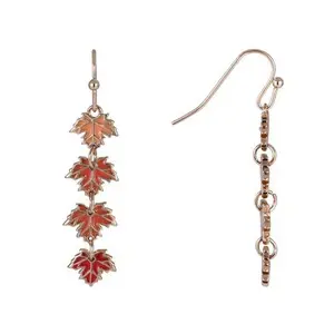 HALLMARK Enamel Linear Maple Leaf Drop Earrings