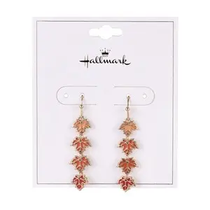 HALLMARK Enamel Linear Maple Leaf Drop Earrings