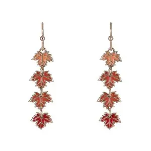 HALLMARK Enamel Linear Maple Leaf Drop Earrings