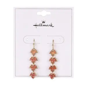 HALLMARK Enamel Linear Maple Leaf Drop Earrings