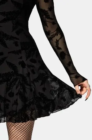 DISTURBIA Cimora Dandelion Flocked Mesh Mini Dress
