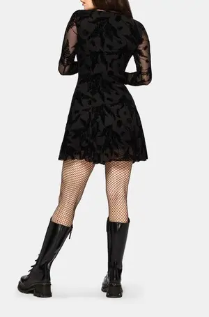 DISTURBIA Cimora Dandelion Flocked Mesh Mini Dress
