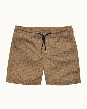 Orlebar Brown Bulldog Drawcord Printed Tessoro Swim Shorts - Bronze