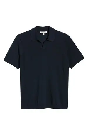JACK VICTOR Wool Johnny Collar Polo - Navy