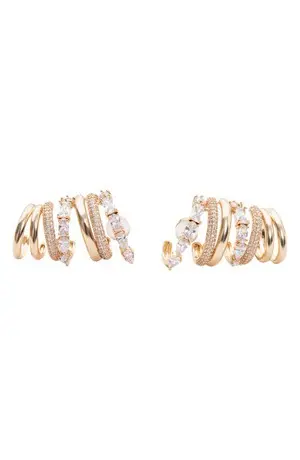 MELANIA CLARA Cubic Zirconia Ear Climbers - Gold