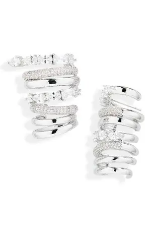 MELANIA CLARA Cubic Zirconia Ear Climbers - Silver