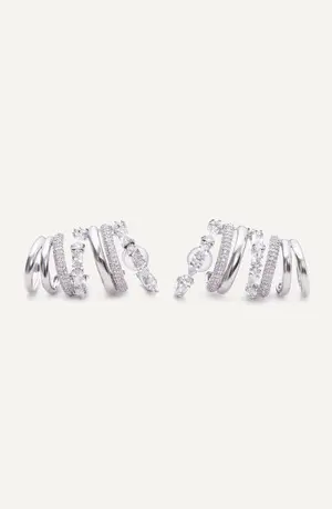 MELANIA CLARA Cubic Zirconia Ear Climbers - Silver