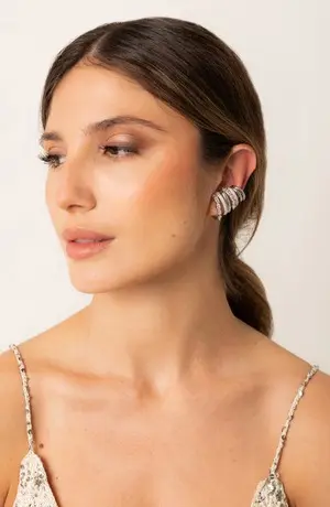 MELANIA CLARA Cubic Zirconia Ear Climbers - Silver