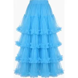 MODENAIRE Tiered Tulle Maxi Skirt