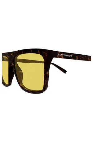 Saint Laurent Flat Top Square Sunglasses - Havana/yellow
