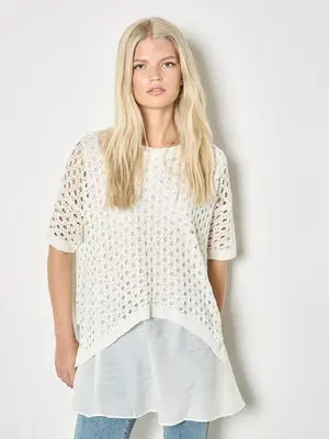 APRICOT Knitted Mesh Shimmer Layer Tunic