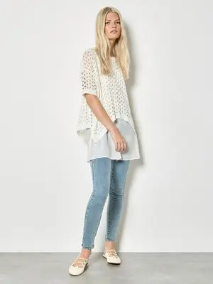 APRICOT Knitted Mesh Shimmer Layer Tunic