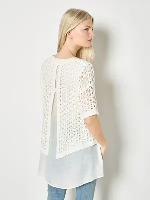 APRICOT Knitted Mesh Shimmer Layer Tunic